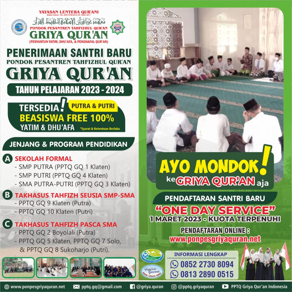 SMP PUTRA – 3 TAHUN HAFAL 30 JUZ., ke GQ 1 Klaten solusinya – PPTQ GRIYA QUR'AN